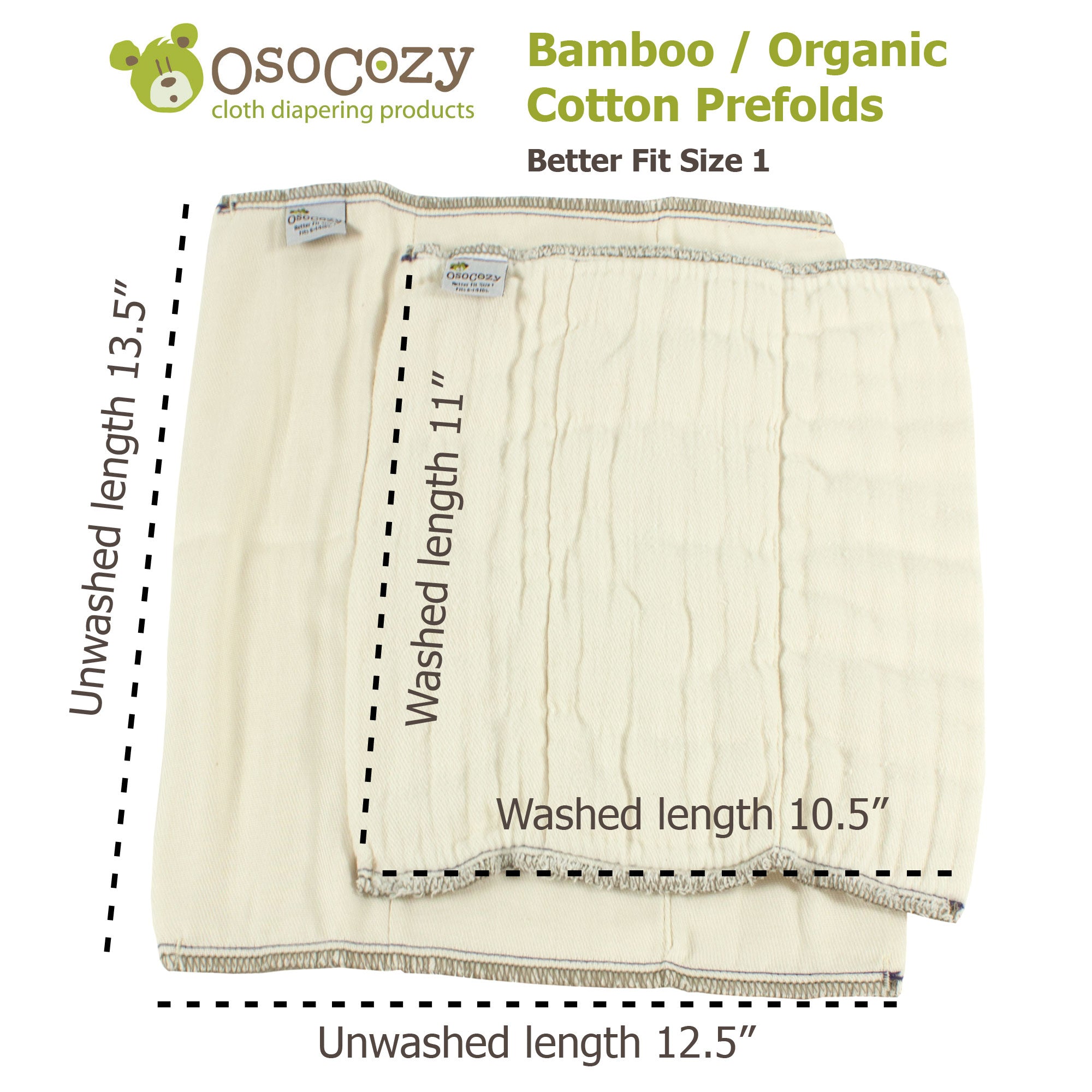 Osocozy Bamboo Organic Cotton Prefolds (6pk) – ClothDiaper.Com